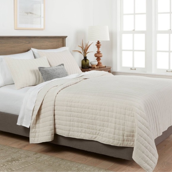 Threshold | Bedding | Threshold Channel Stitch Velvet Quilt Cream ...